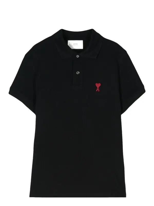 Ami De Coeur Motif Polo Shirt - Black