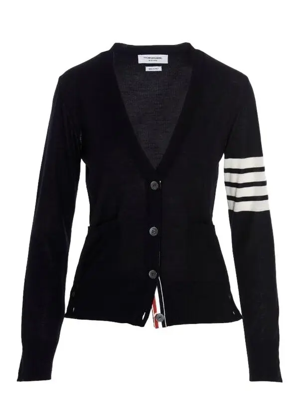 Thom Browne 4-bar V-neck Cardigan - Navy Blue