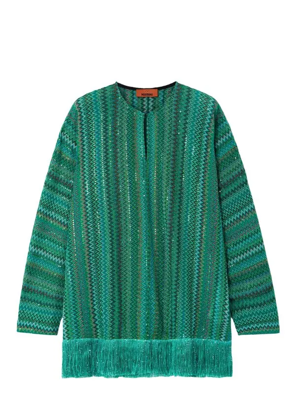 Missoni Embellished Crochet Top With Tassels - Green