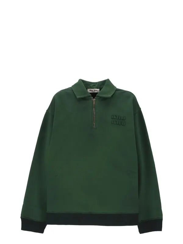 Miu Miu Long Sleeve Oversized Half-zip Polo Shirt - No