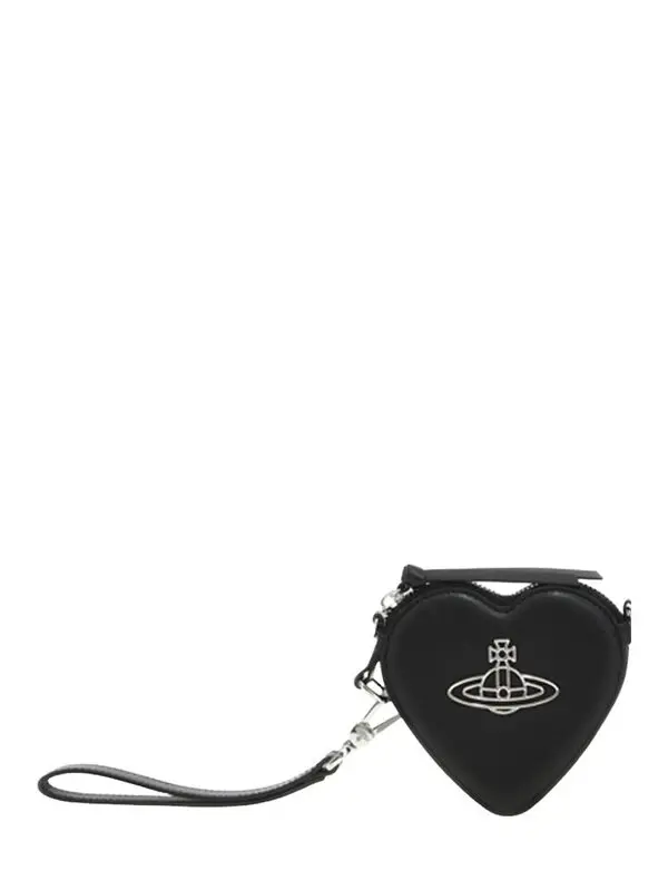 VIVIENNE WESTWOOD Orb Plaque Heart Clutch Bag - Black