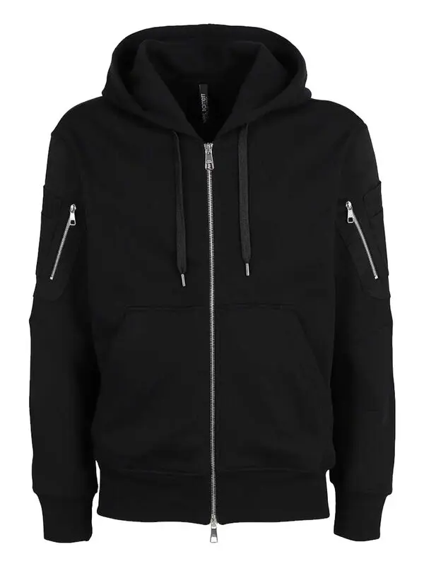 Neil Barrett Hooded Zip-up Vest Jacket - Black