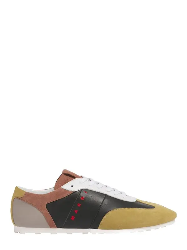 Marni Colourblock Lace-up Sneakers - Green/black/pink/gray