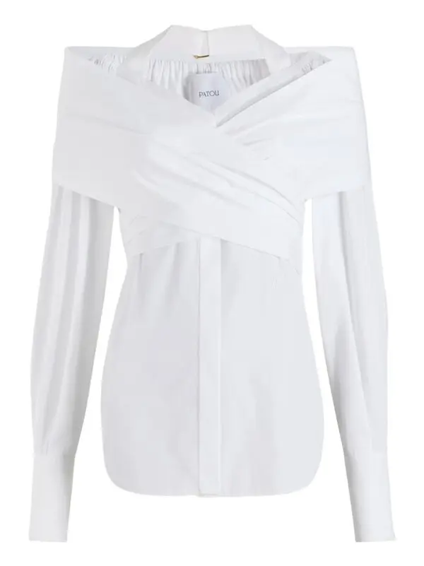 PATOU Wrap-over Long-sleeve Top - White