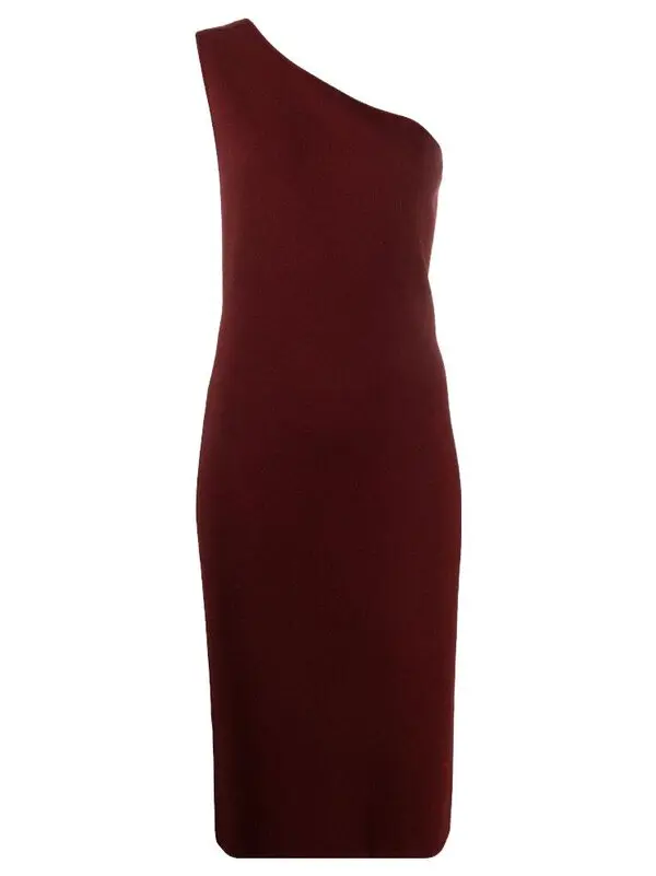 Bottega Veneta One Shoulder Knit Dress - Brown