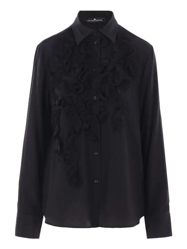 Ermanno Scervino Ruffled Front Shirt - Black