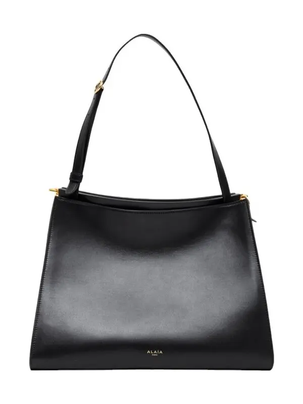 Alaïa Logo Printed Zipped Shoulder Bag - Black