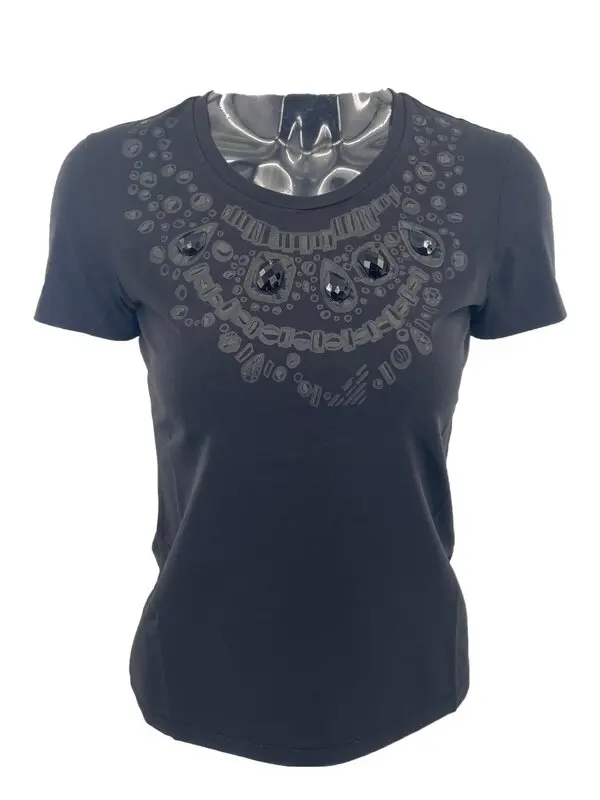 Emporio Armani Embellished O-neck Short-sleeved T-shirt - Black