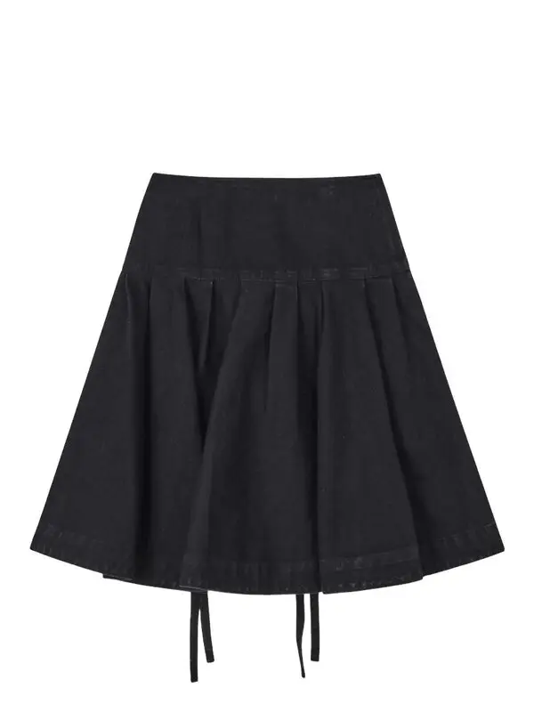 We11Done Pleated A-line Skirt With Tie Detail - Black