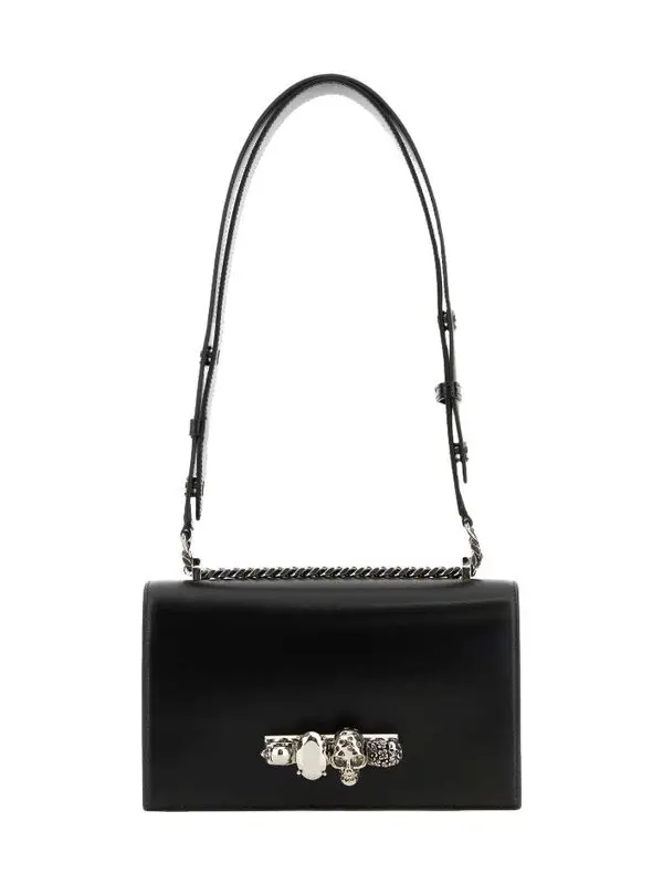 Alexander McQueen Jewelled Foldover-top Shoulder Bag - Black