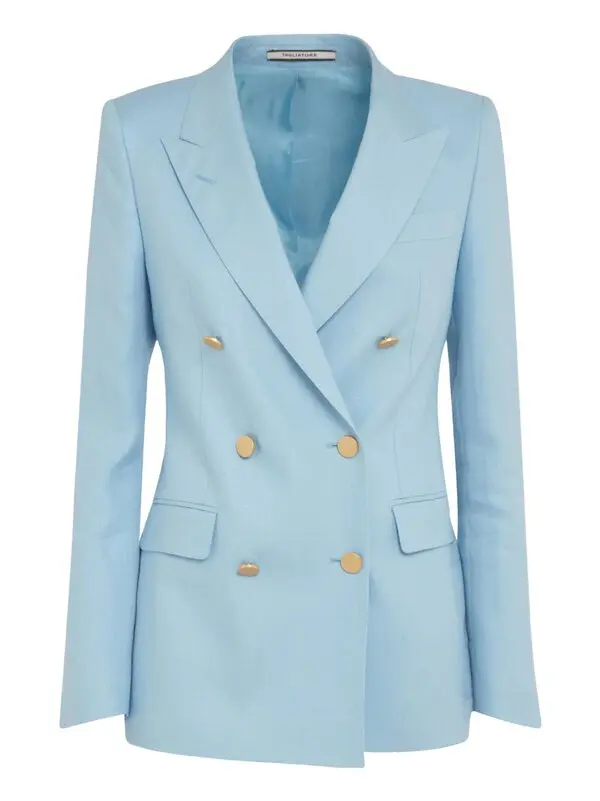 Tagliatore Long-sleeved Double-breasted Suit Jacket - Blue
