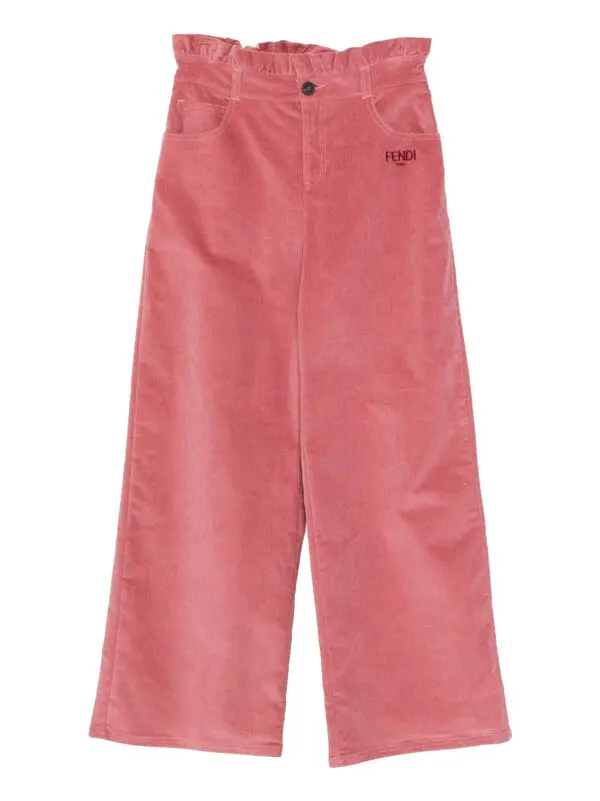 Fendi Ruffled Corduroy Trousers - Red
