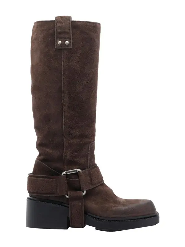 VIC MATIE Square Toe Heeled Boots - Brown