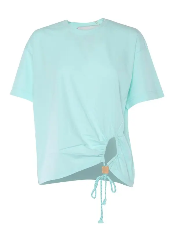 FORTE_FORTE Draped Crewneck T-shirt With Lace Detail - Blue
