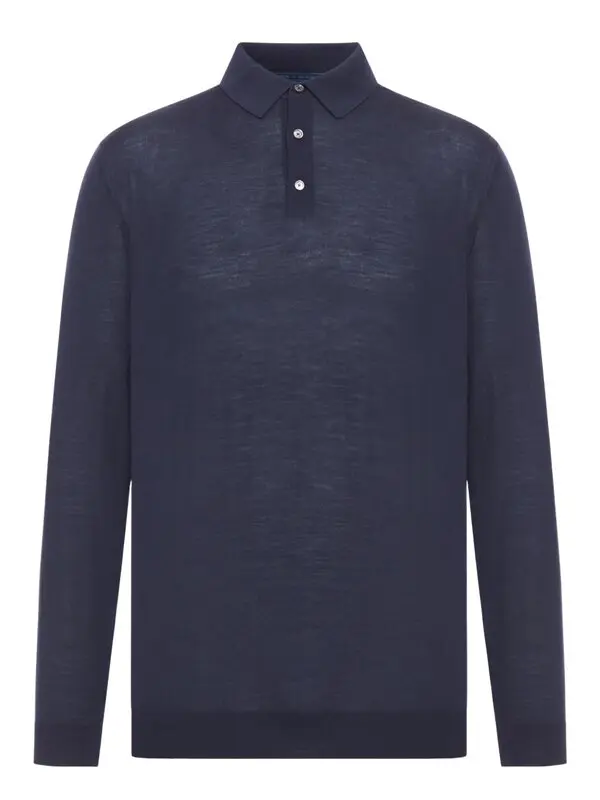 Kiton Long-sleeved Polo Shirt - Blue