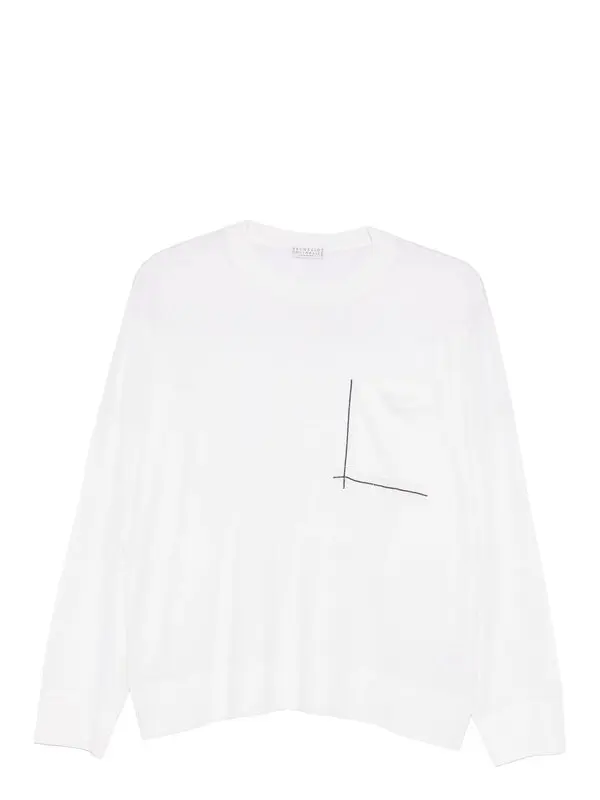 Brunello Cucinelli Monili Embellished Drop Shoulder Jumper - White