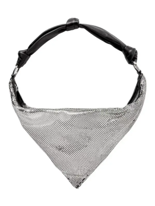 Amina Muaddi Chainmail Shoulder Bag - Gray