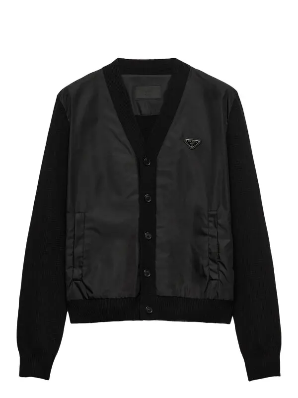 Prada Panelled Button-up Cardigan - Black