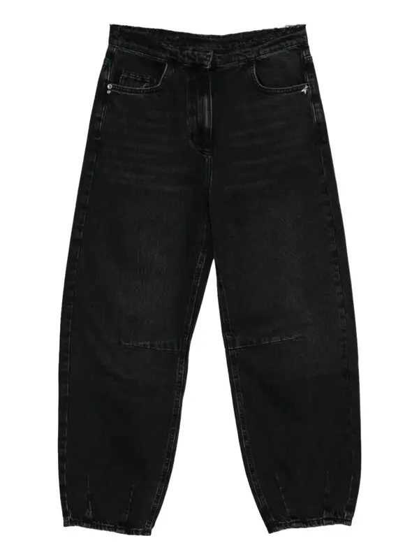 Patrizia Pepe Frayed-waist Balloon Jeans - Black
