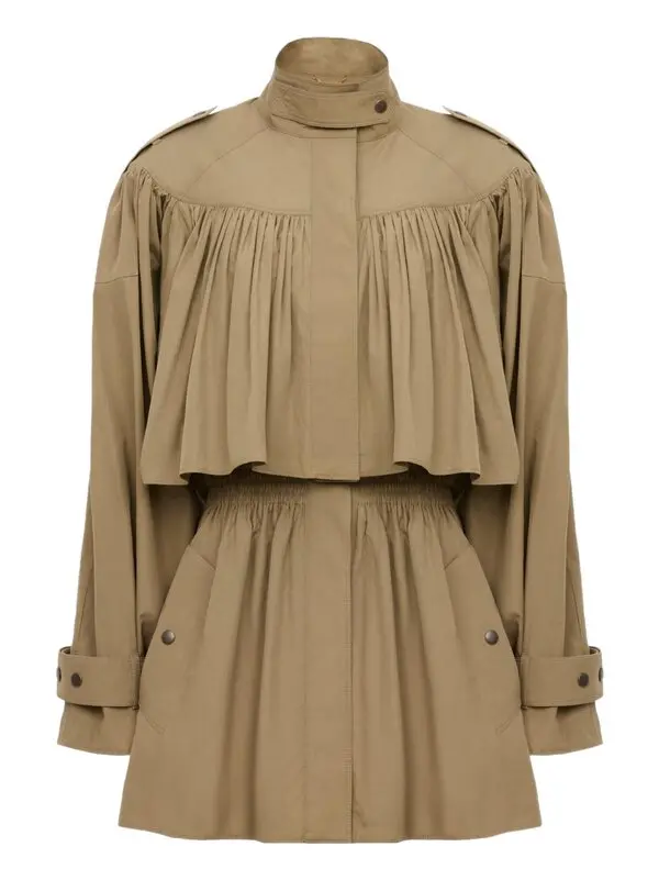 Chloé Gathered Detail Coat - Brown