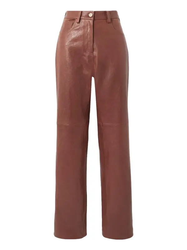 Magda Butrym High-waisted Straight-leg Leather Trousers - Light Brown