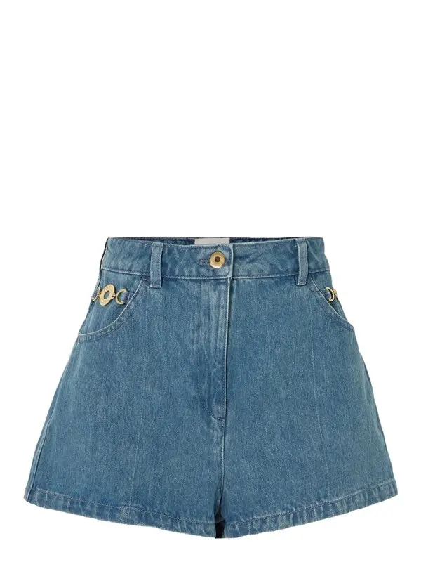 PATOU Logo Denim Shorts - Blue