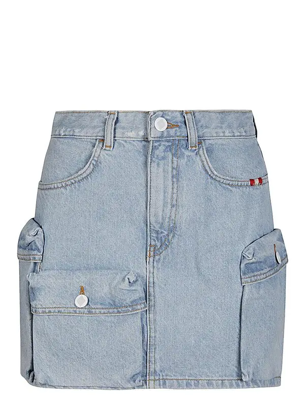 AMISH SUPPLIES Belt-loop High-waist Denim Shorts - Blue