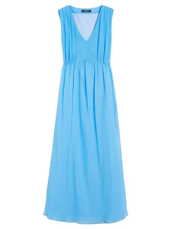 Max Mara Sleeveless V-neck Crepe Dress - Blue