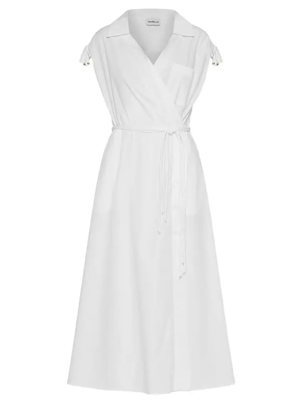 Marella Embroidered Stretch Poplin Midi Dress - Optical White