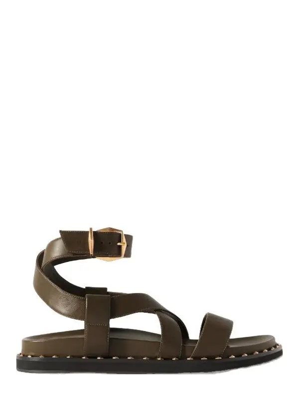 JIMMY CHOO Stud-embellished Leather Sandals - Black