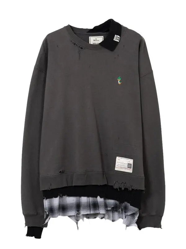 Mihara Yasuhiro Layered Embroidery Sweatshirt - Black