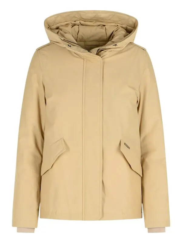 Woolrich Military Blend Jacket With Hood And Zip Closure - Nude