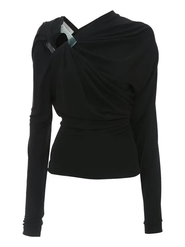 Victoria Beckham Draped Long Sleeve Top - Black