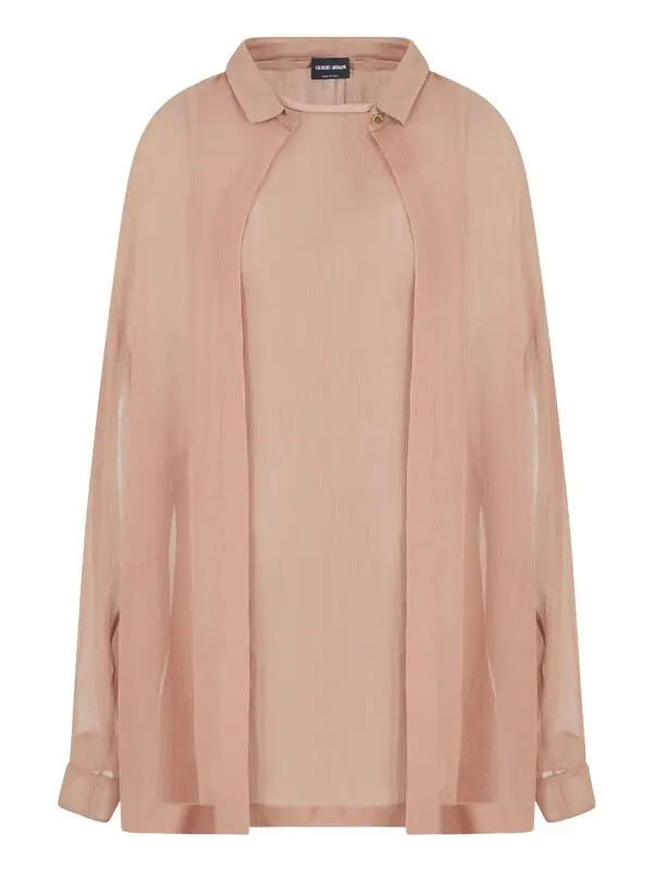 Giorgio Armani Silk Blouse With Lapel Collar - Red Clay