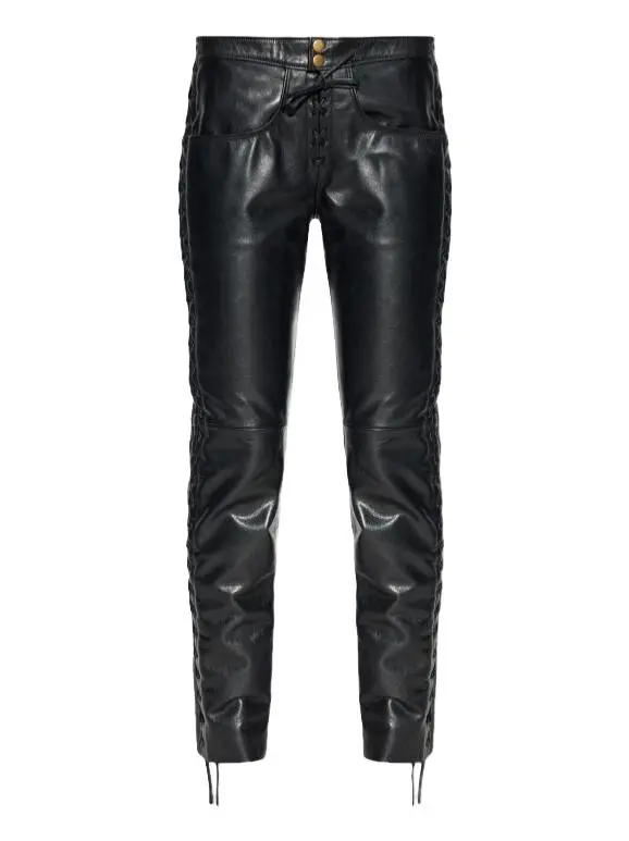 Isabel Marant Étoile Lace-up Leather Trousers - Black