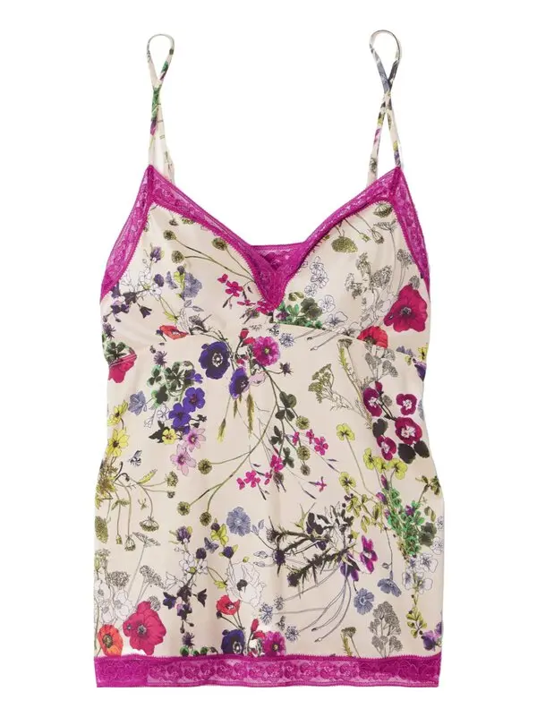 ERES Herbier" Camisole With Floral Print And Lace Trim - Nude