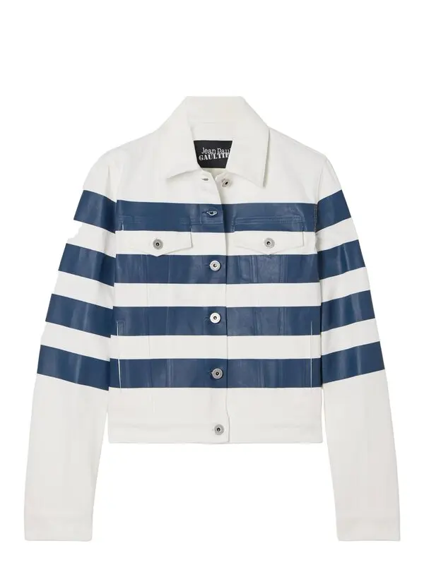 JEAN PAUL GAULTIER Striped Denim Jacket - White