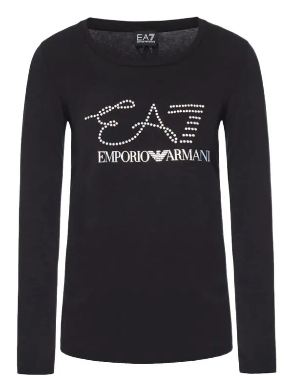 EA7 Crystal Embellished Long-sleeved T-shirt - Black