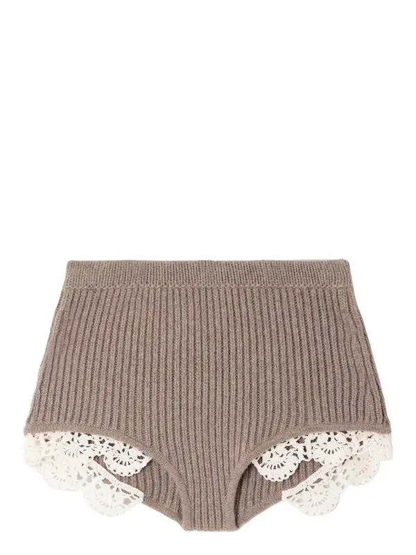 Magda Butrym Lace-trimmed Cashmere Shorts - Taupe