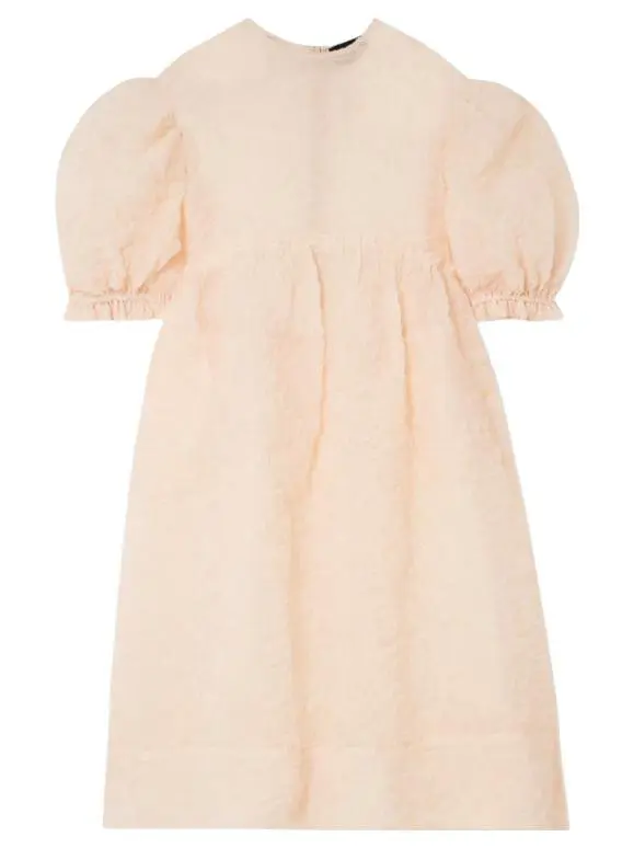 Simone Rocha Oversized Ruffled Crinkled Organza Midi Dress - Nude