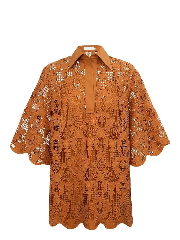 Zimmermann Coco Lace Tunic Top - Biscu