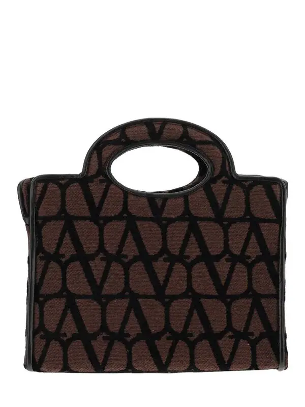 Valentino Garavani V Logo Jacquard Handbag - Brown/black