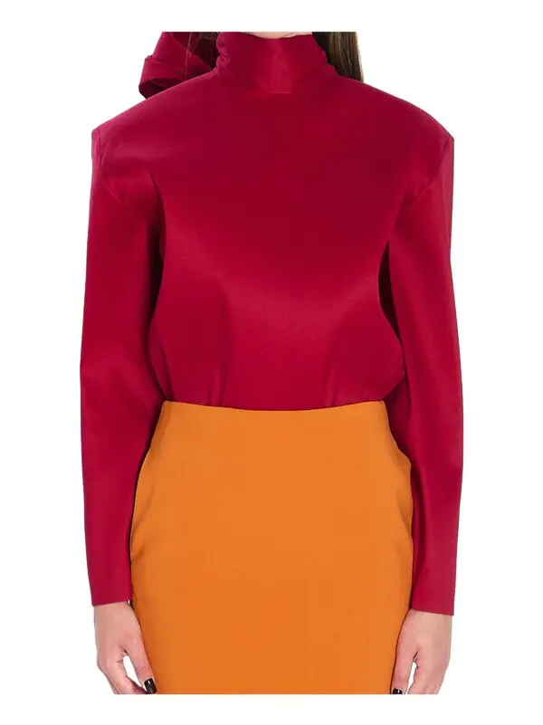 Saint Laurent Boxy Lavallière Top - Red