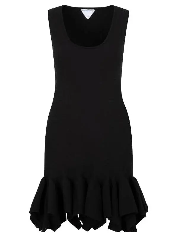Bottega Veneta Ruffled Hem Dress - Black