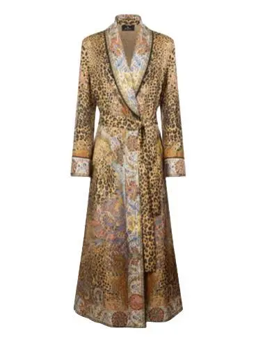 Etro Mixed Print Silk Coat - Brown