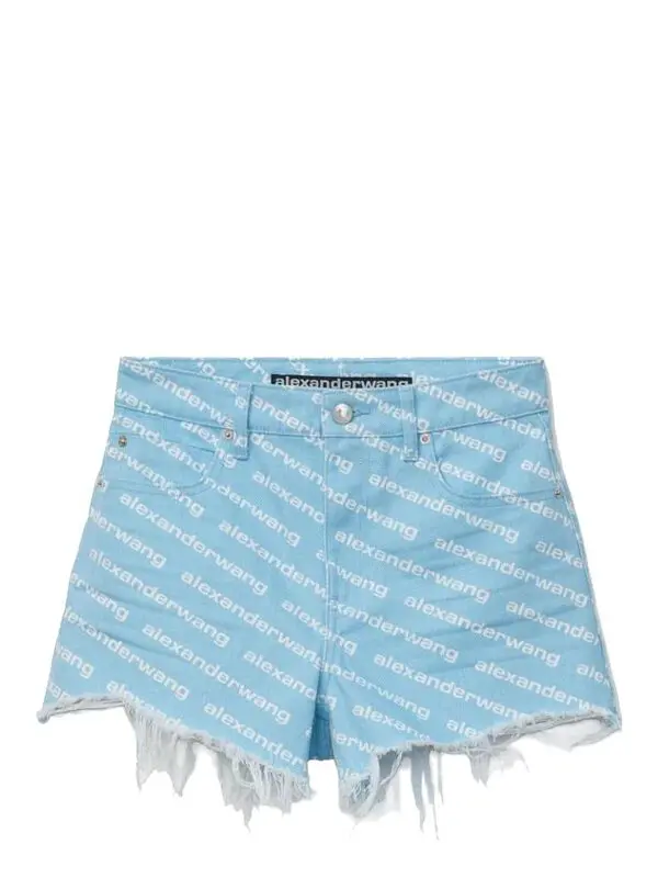 Alexander Wang High Rise Logo Denim Shorts - Blue