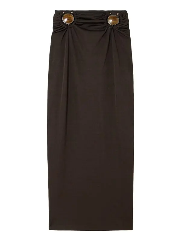 Christopher Esber Mineral Stone Ruched Skirt - Brown