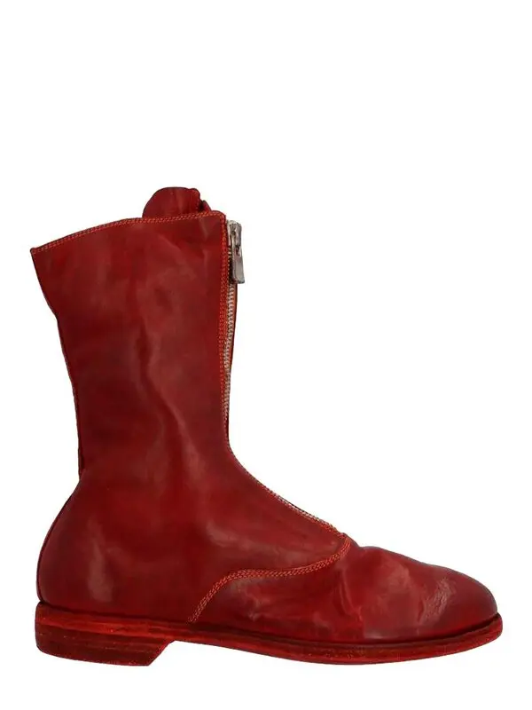 Guidi 310 Series Front Zipper Ankle Boots - Red