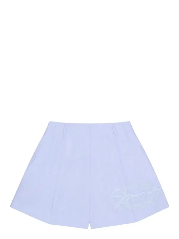 Givenchy High-waisted Shorts With Embroidered Logo - Light Blue