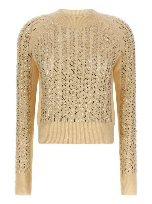 Ermanno Scervino Braided Knitwear With Baguette Studs - Beige